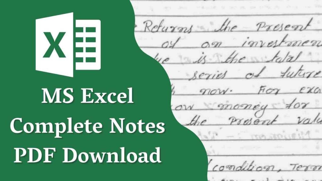 MS Excel notes in Hindi pdf free download - COMPUTER SHIKSHA